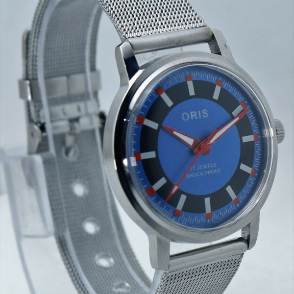 BEAUTIFUL ORIS BLUE DIAL HAND WINDING ST 96 17 JEWELS SWISS MADE MAN'S ...
