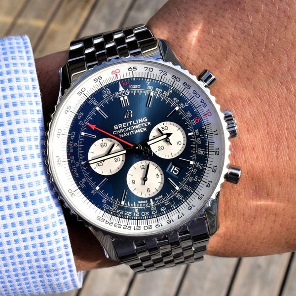 Breitling Navitimer B01 Chronograph 46 Blue Dial AB0127 Full Set Watch ...