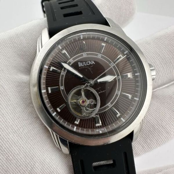 Bulova Sutton Skeleton 42mm Watch Automatic Open Heart Dial C977704 ...