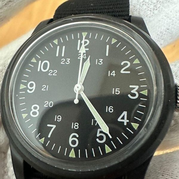 DAISO MILITARY WATCH @Hattori/Seiko Movement Japan @Black @Face=Black ...