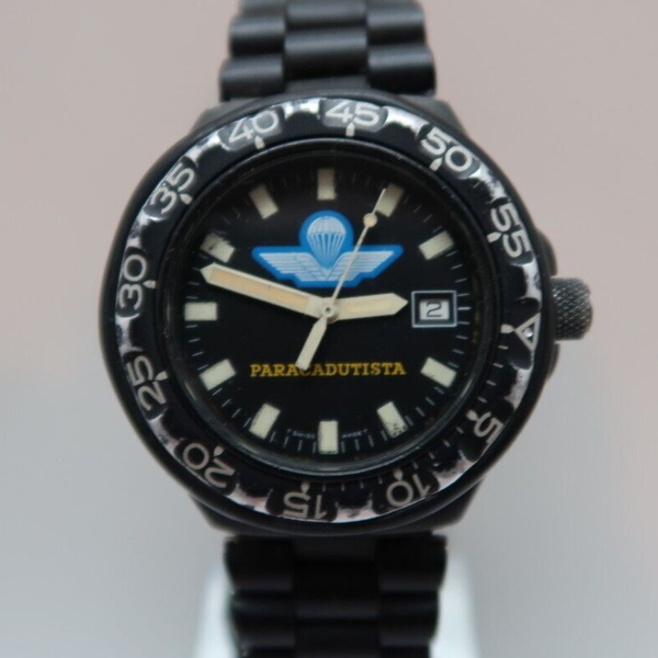 BREITLING PACE DPW MILITARY PVD WATCH circa 1980s Italian Paracadutista ...