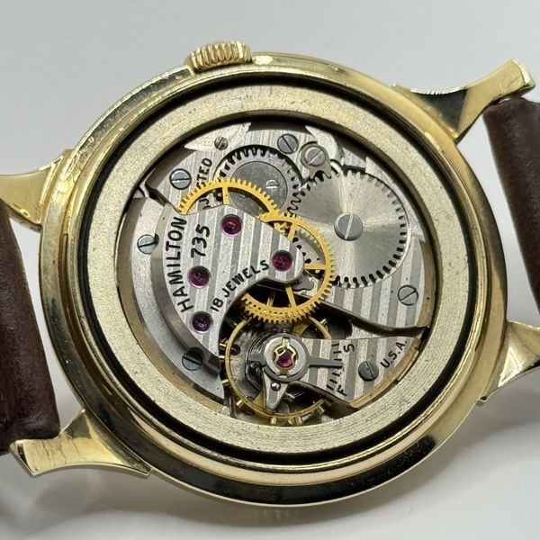 Vintage 1953 Hamilton 14K Gold 735 Movement Case 33.5mm Manual Wind ...