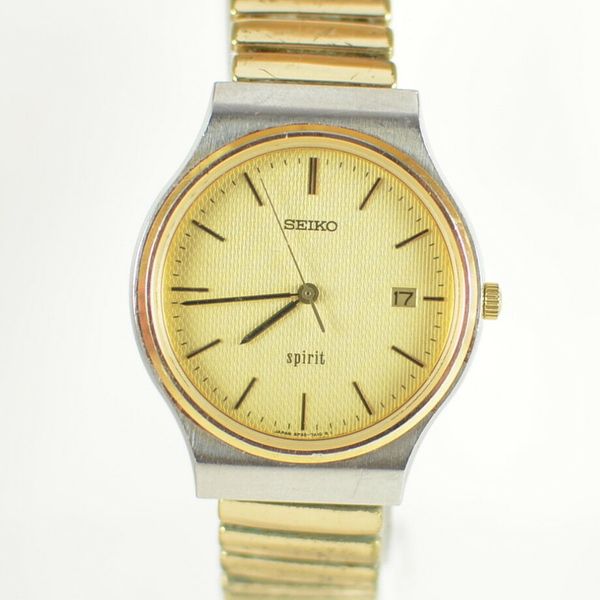 Vintage Seiko Spirit Quartz Gold Dress Watch Flex Band JDM 5P32-7A00 ...