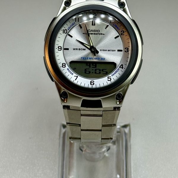Casio AW-80 Illuminator Telememo 30 Menâ s Quartz Watch 40mm Dual Time ...