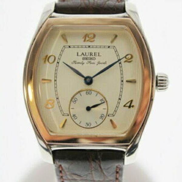 SEIKO LAUREL 4S28-5010 18K Gold Bezel SV925 Hand-winding Watch Working ...