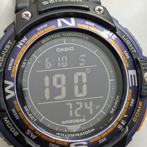 Casio Men's Watch 5 ALARM Worldtime 3157 SGW-100 Orange Bezel 8.6" Twin ...