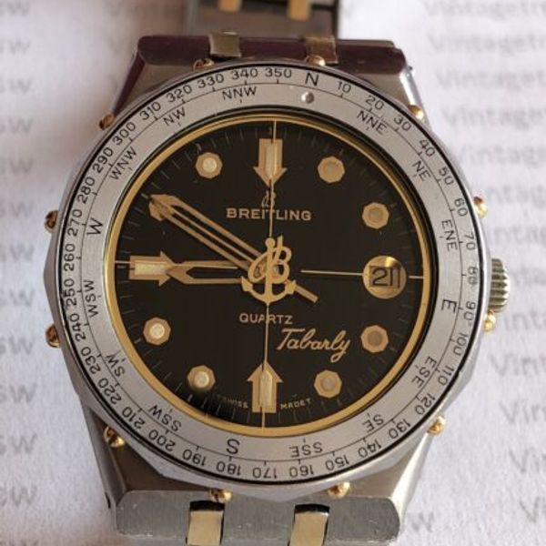 BREITLING TABARLY QUARTZ STAINLESS STEEL & GOLD 80770 SPORT WRISTWATCH ...