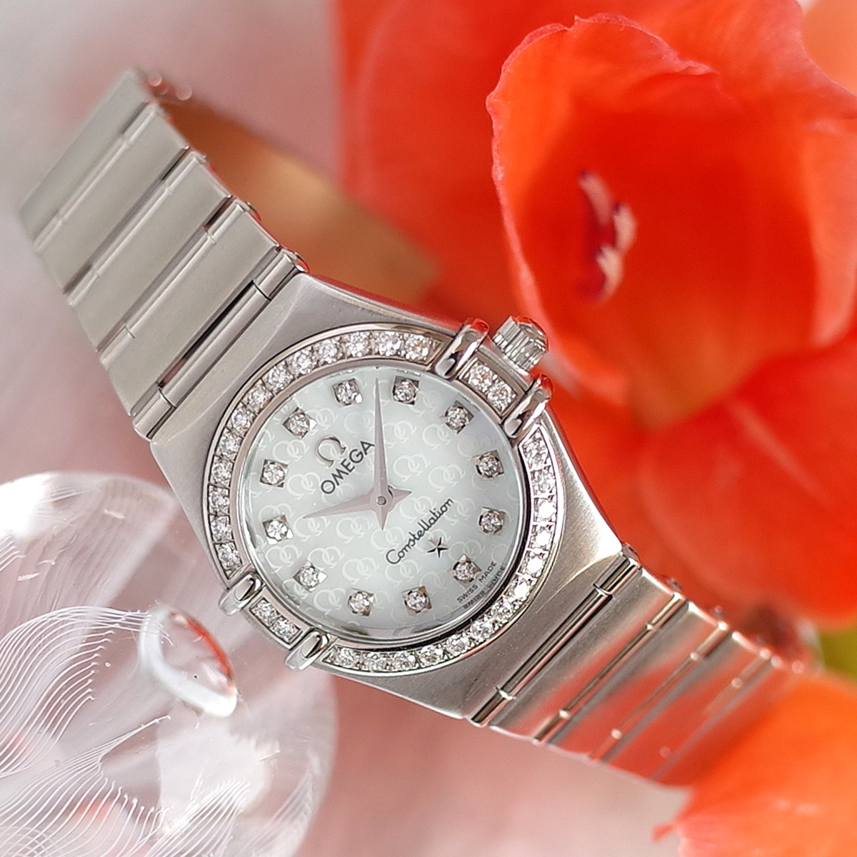 Omega Constellation 1460.75 SS Shell 42P Diamond Ladies Mini Box ...