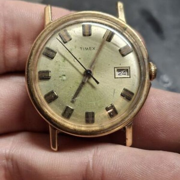 Timex Mercury 1972 Gold Tone Mens Vintage 1970s Mechanical Handwind ...