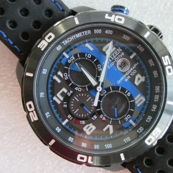 CITIZEN Eco-Drive PRIMO CA0467-03E Chronograph WR100 Blue Mens Wrist ...