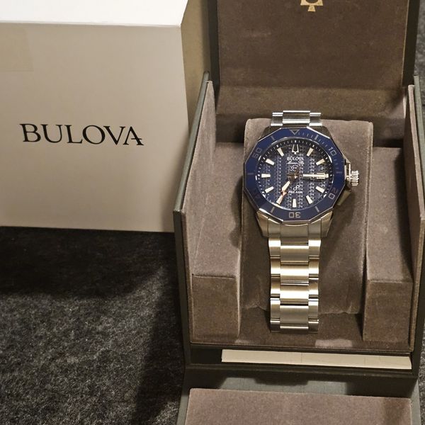 Bulova Blue Marine Star Men's Watch *New* 96B433 Ceramic 262 kHz ...