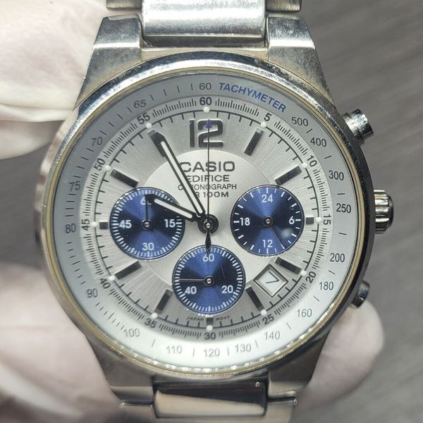 Casio Edifice EF-500 Chronograph Watch Spherical Glass Blue Eyes Module ...