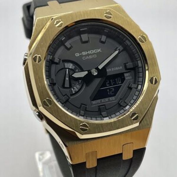 Casio G-SHOCK GA-2100-1A1ER -Black Rubber Strap Casioak Mod- Yellow ...