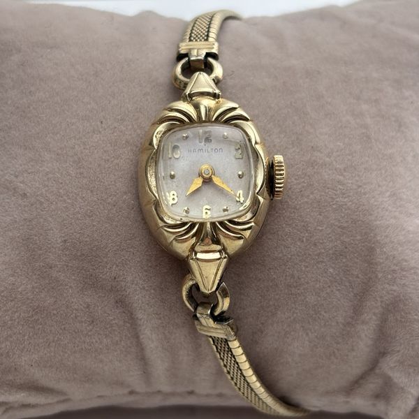 Vintage Hamilton Ladies Cocktail Watch 10K Gold Filled Small Mechanical ...