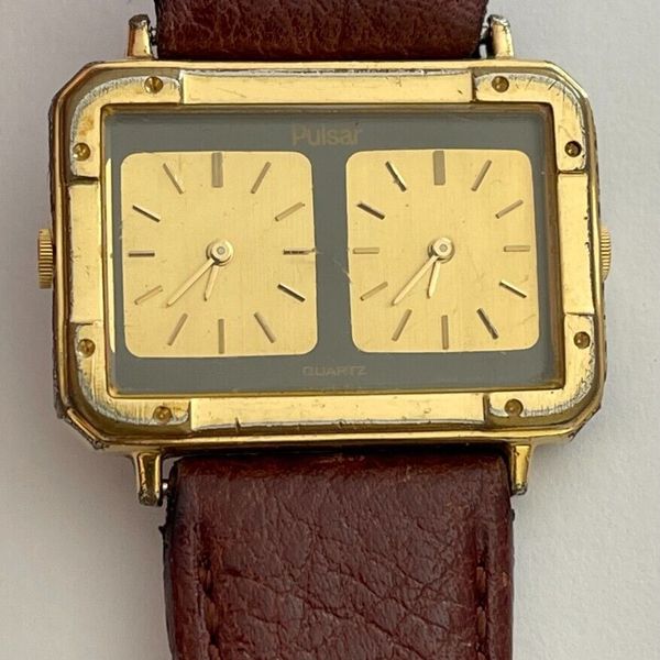 Vintage Seiko Pulsar Dual Time Watch Quartz Pulsar Y590-5289 Two dials ...