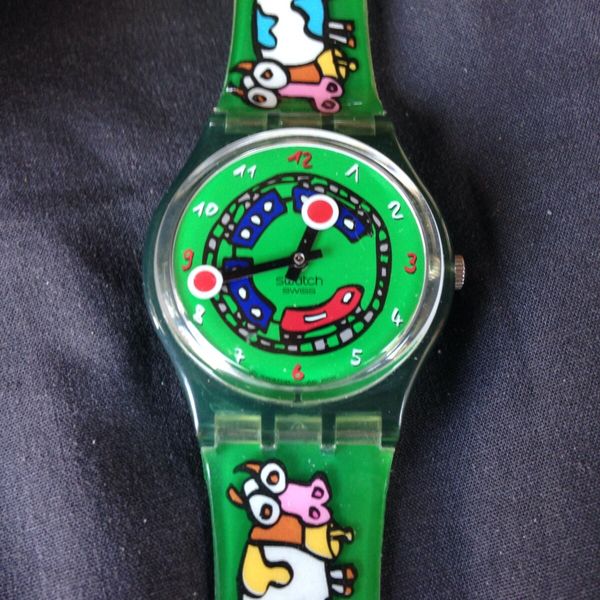 Swatch Watch Vintage Crazy Train Cows Lot Of TWO Watches New Batteries ...