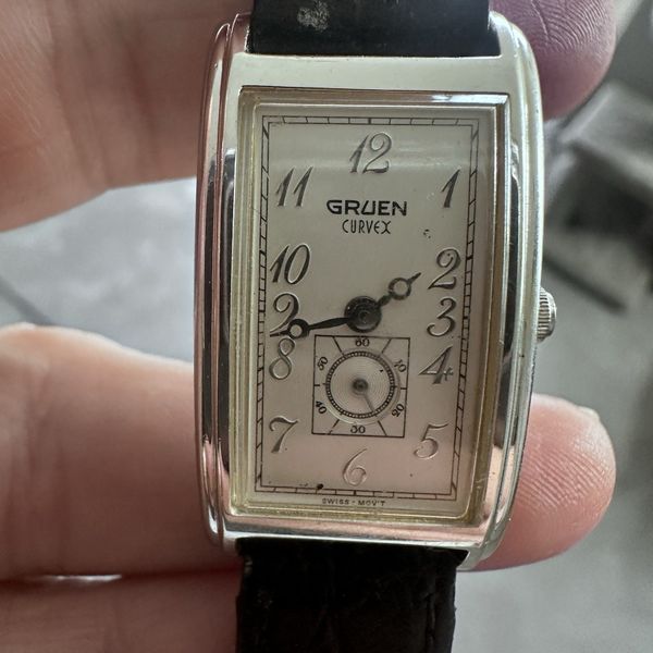 Menâ s Gruen Curvex Watch Classic Brown Leather | WatchCharts Marketplace