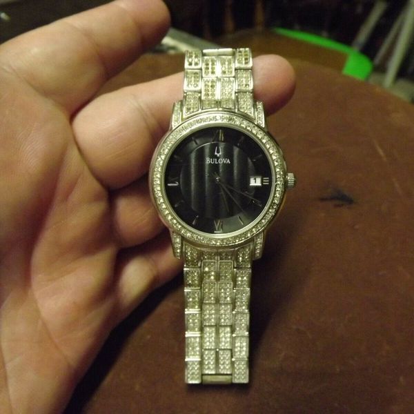 BULOVA MENS WATCH C876879 USED BUT WORKS GREAT NEW BATTERY WITH DATE ...