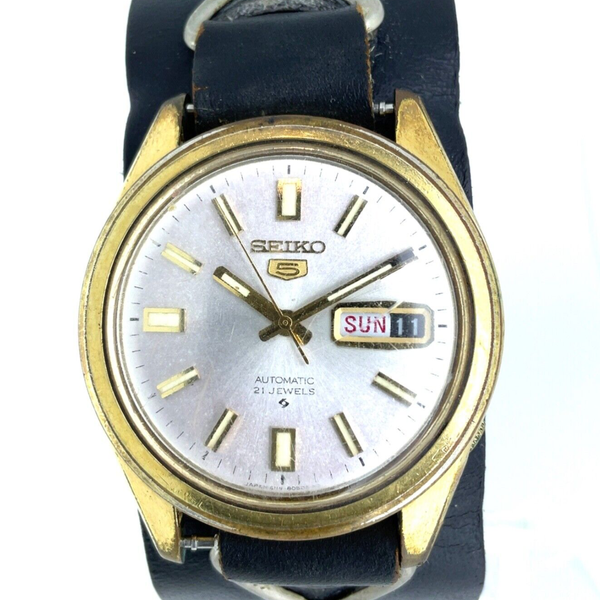 Vintage Seiko 5 Automatic Watch 6119-8083 Day-Date Gold-Tone Case 37mm ...
