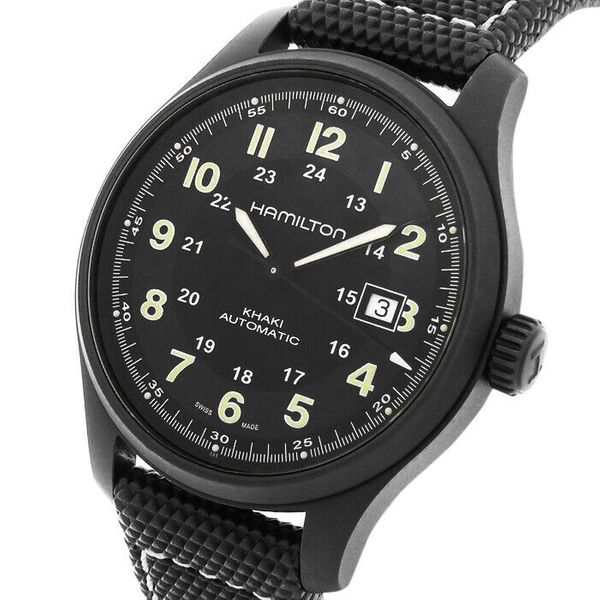 HAMILTON KHAKI FIELD TITANIUM AUTOMATIK H-10 SAPPHIRE SWISS BLACK UHR ...
