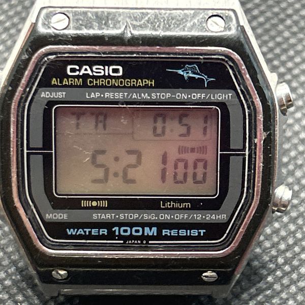 Vtg CASIO Marlin 1982 Digital Watch Men W450C Chronograph 100m NEW ...