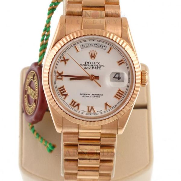 FS: Rolex 18kt Rose Gold Day-Date With White Roman Dial Model #118235 ...