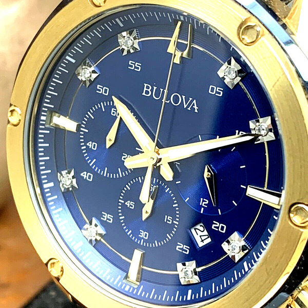 Bulova Mens Watch 98K110 Chronograph Quartz 43mm Diamond Blue Dial ...