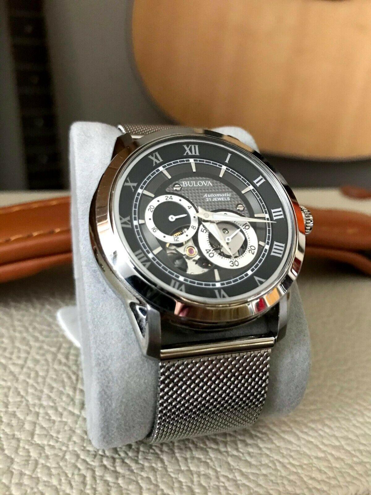 Bulova Automatic Black Open Heart Men's Watch 96A135 with METAL BAND ...