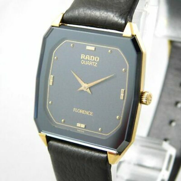 RADO FLORENCE 135.3369.2 BOY'S BLACK GOLD VINTAGE WATCH SWISS QUARTZ ...