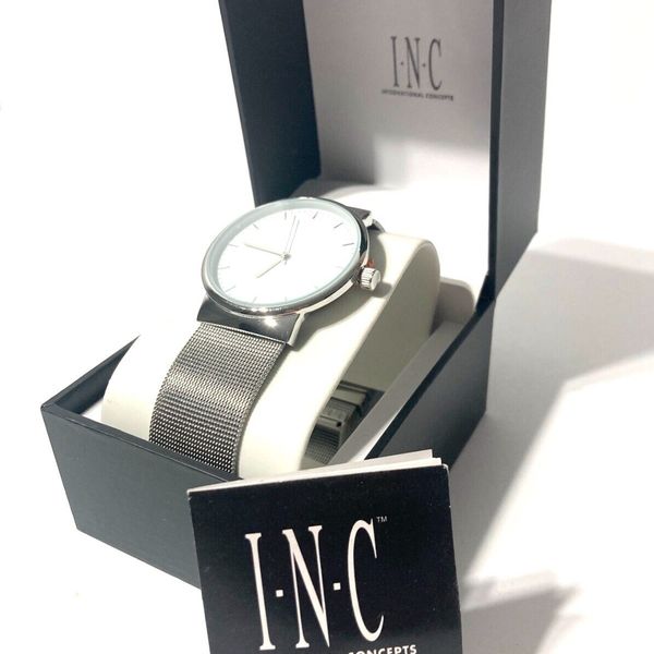 NUOVO OROLOGIO UOMO INC I.N.C INTERNATIONAL MAGLIA ARGENTO BRACCIALE ...