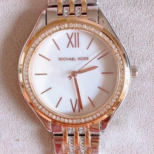 Michael Kors Mindy Dual Tone Rose Gold Crystal Accents Women's Watch ...