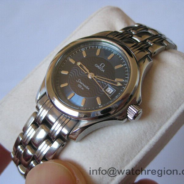 OMEGA LADIES 120M SEAMASTER BLUE WAVE DIAL DIVERS DIVING WATCH 27MM REF ...
