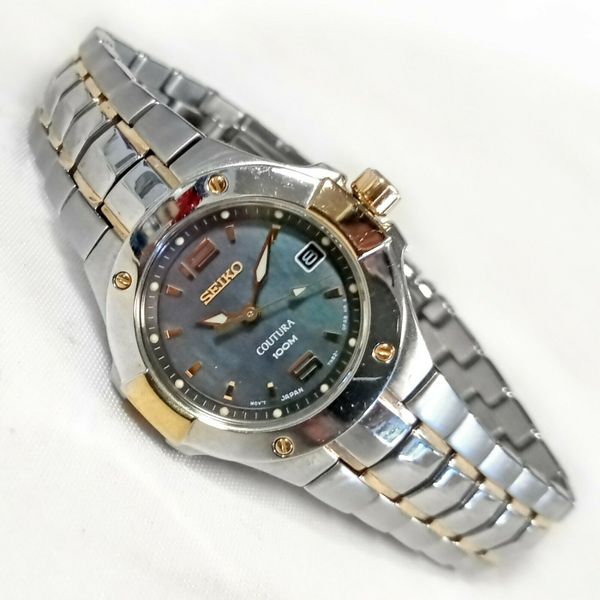 Seiko Coutura Date Watch 7N82-0CA0 Sapphire Crystal Abalone Dial 25mm ...