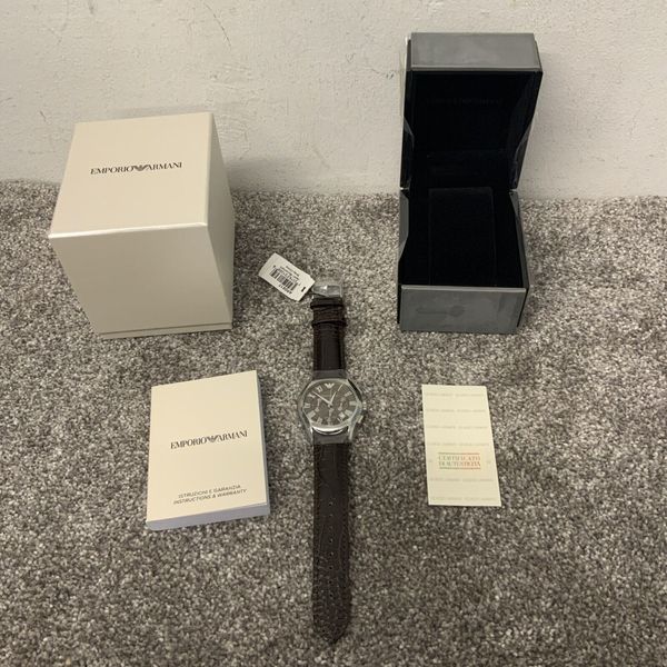 Men's Emporio Armani AR0671 Brown Leather Chronograph Watch RRP Â£299 ...