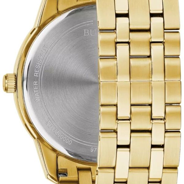 Bulova Sutton Men's Quartz Gold-Tone Calendar Diamond Indices Watch ...