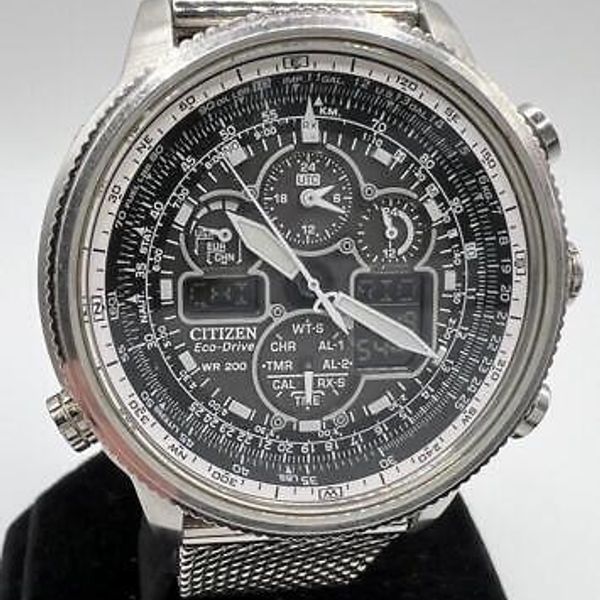 Citizen Navihawk AT Eco-Drive Silver Stainless Steel Mens Pilot Watch ...