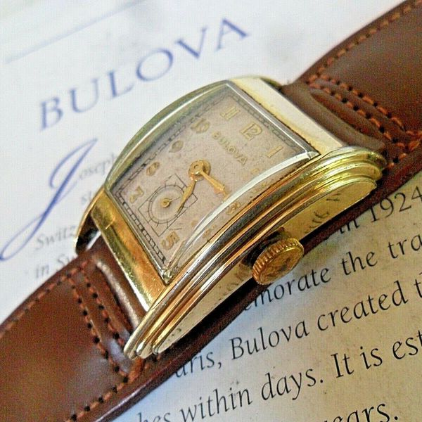 Right Angle Case Vintage 1930's Men's Bulova Curved Wedge 17 Jewel ...