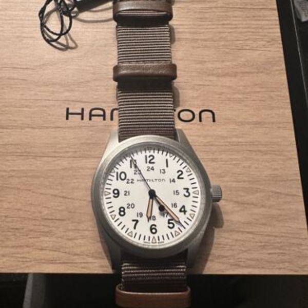 Men's Hamilton Khaki Field Mechanical Green NATO Strap Watch | 42mm ...