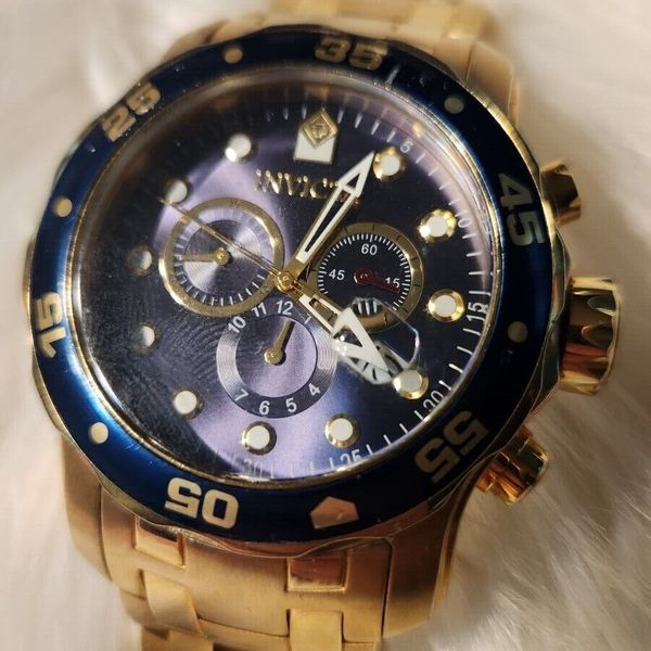 Invicta Pro Diver Men's watch Model 0073 Gold Plated Needs Battery or ...