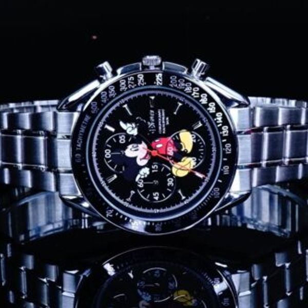 Mickey Mouse Disney Collaboration Watch Speedmaster Chronograph Black ...