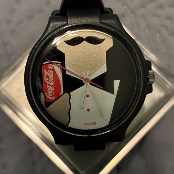 Vtg Swatch Coca Cola Coke Tuxedo Watch Women 24mm Swiss Made ...