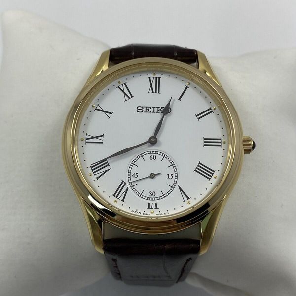 Seiko Essentials Quartz White Dial Brown Leather Strap Men's Watch ...