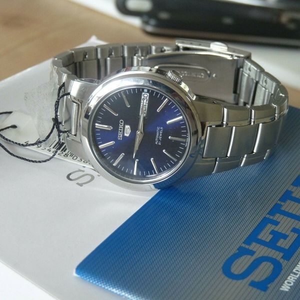 Seiko 5 Automatic Blue Dial Stainless Steel 37mm Mens Watch SNKA05K1 ...