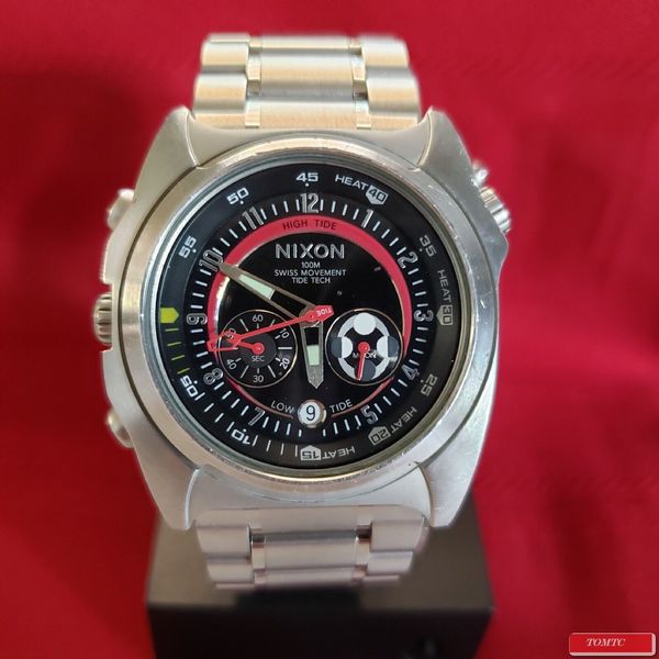 Nixon "The Channel T" (Black & Red) 100M 9-Jewel Swiss Movement & Date ...