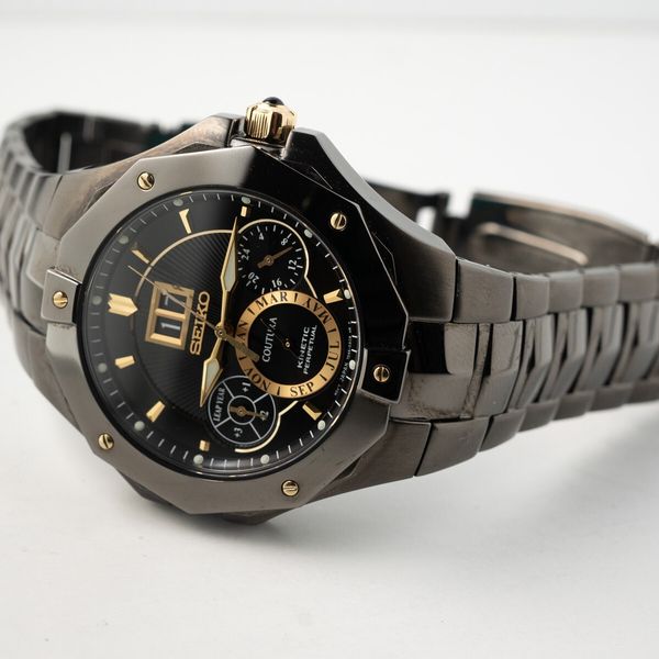 Seiko Coutura Men's Black - SNP017 Kinetic Movement Perpetual Calendar ...