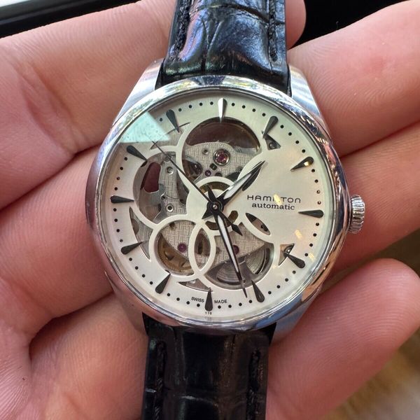 HAMILTON JAZZMASTER VIEWMATIC SKELETON H324050 SWISS MADE 35MM WATCH ...