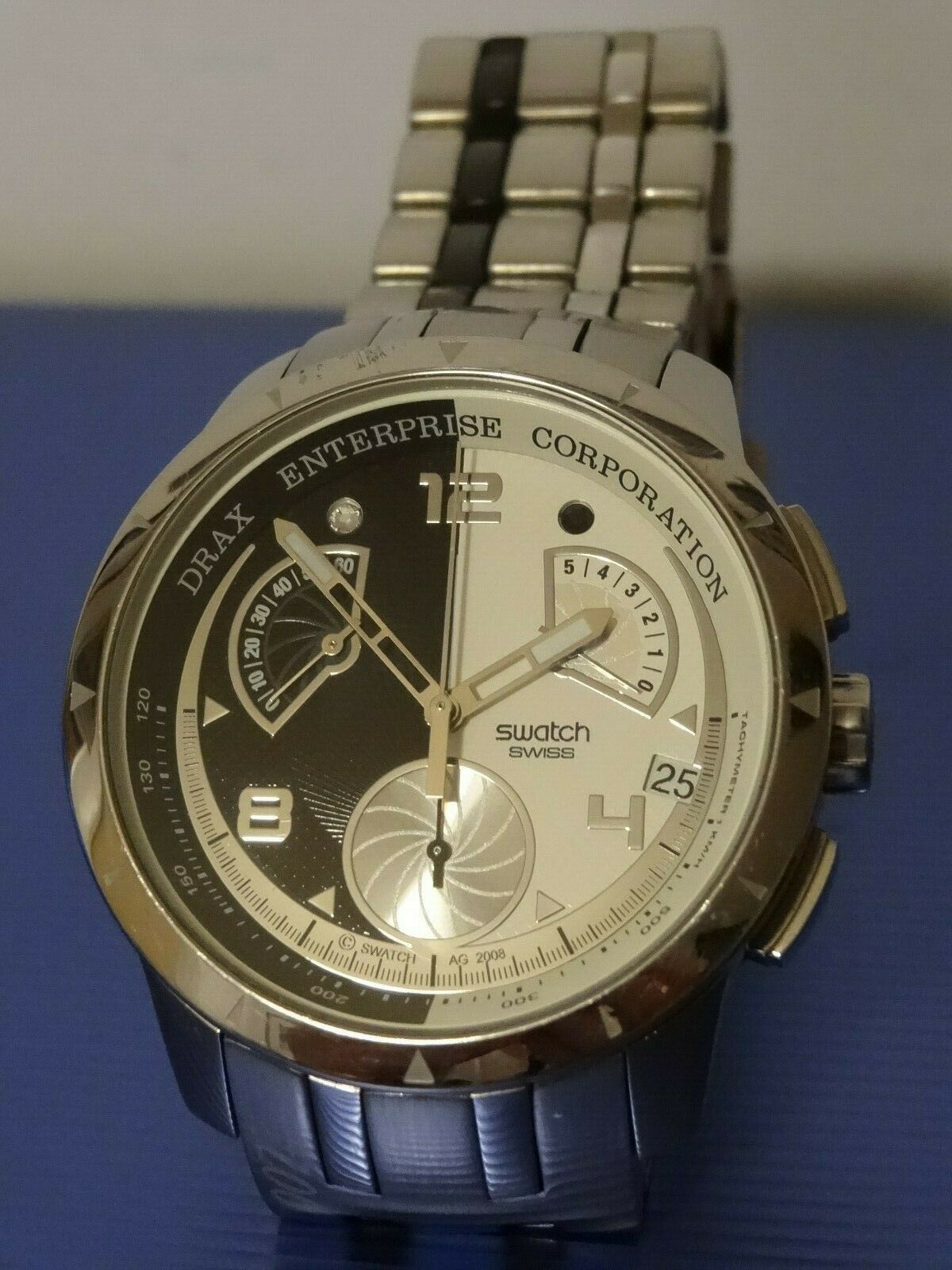 SWATCH YRS410G HUGO DRAX MOONRAKER IRONY WRISTWATCH JAMES BOND 007 ...