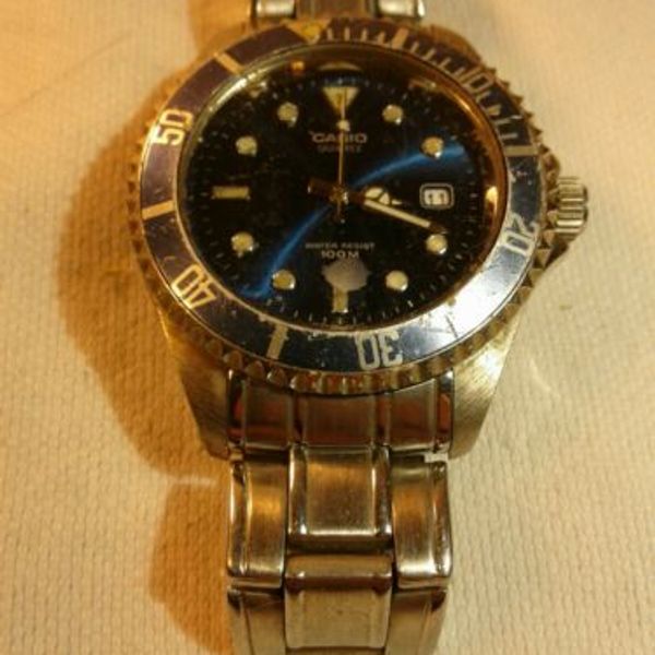 Casio 1346 MTD-1010 Dive Watch Blue Dial Submariner Vintage MTD 1010 ...