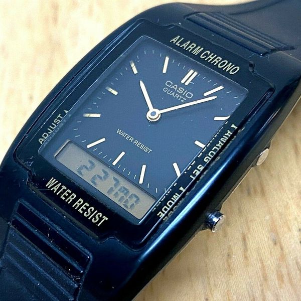 Casio AQ-47 5157 Black Analog Digital Alarm Chrono Quartz Watch Hour ...