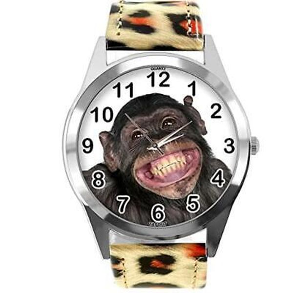 Leopard Print Leather Round Watch for Fans of Monkey | WatchCharts